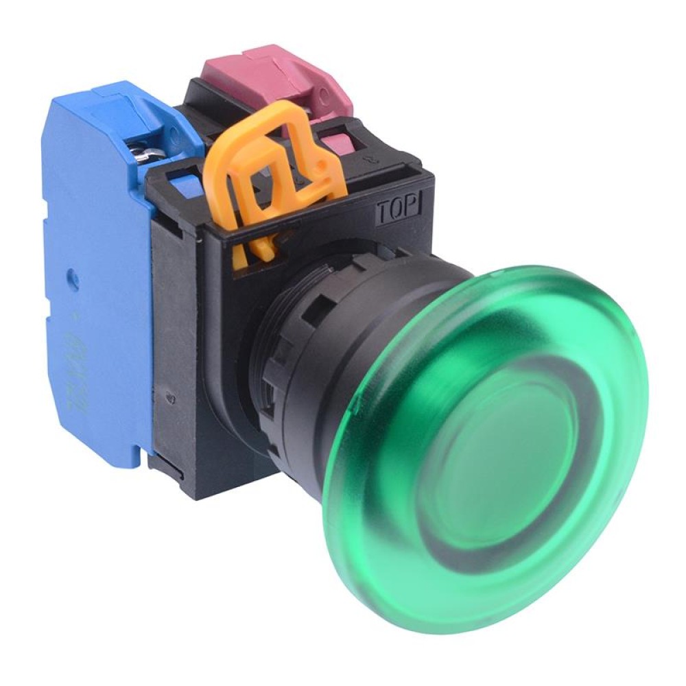Green 12V illuminated 22mm Mushroom Momentary Push Button Switch 1NO ...