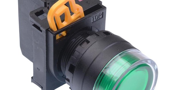 Green 24V illuminated 22mm Maintained Shrouded Push Button Switch NC ...