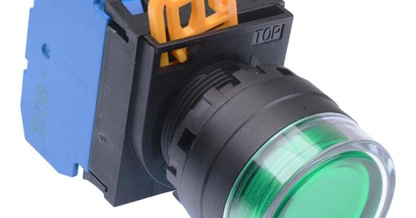 Green 24V illuminated 22mm Maintained Shrouded Push Button Switch NO ...