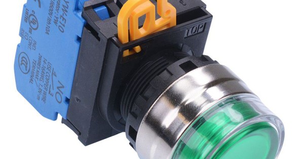 Green 24V illuminated 22mm Metal Bezel Momentary Shrouded Push Button ...