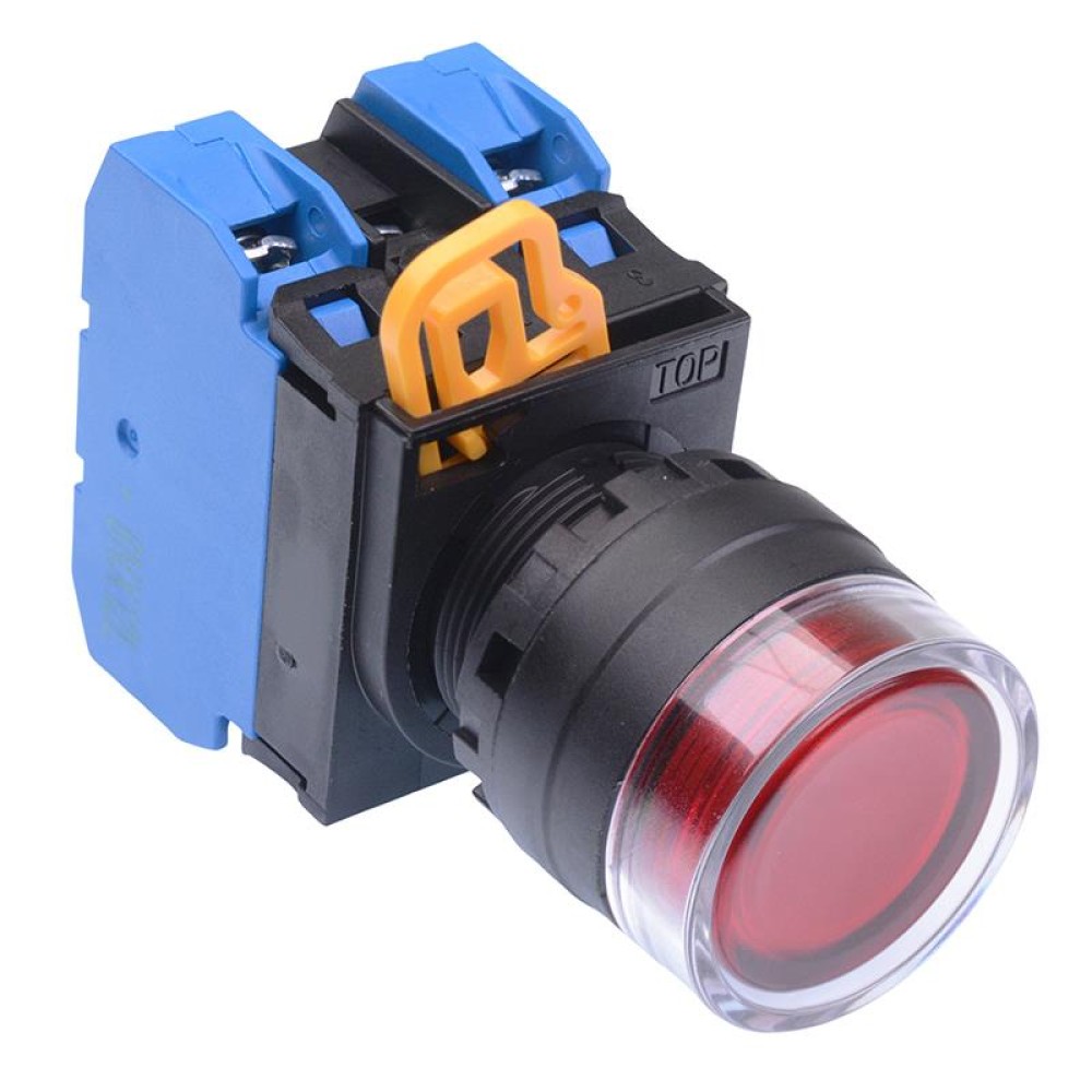 Red 12V illuminated 22mm Maintained Shrouded Push Button Switch 2NO ...