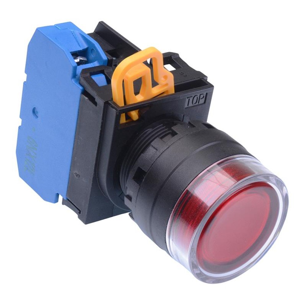 Red 12V illuminated 22mm Maintained Shrouded Push Button Switch NO IP65 ...