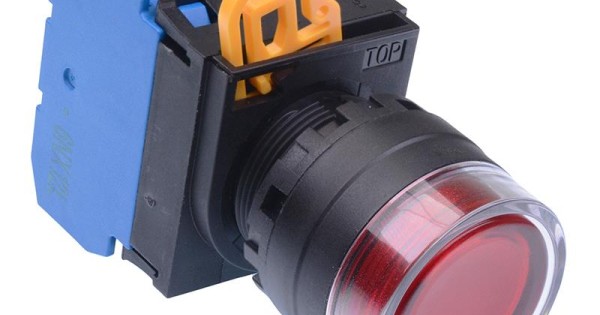 Red 12V illuminated 22mm Maintained Shrouded Push Button Switch NO IP65 ...