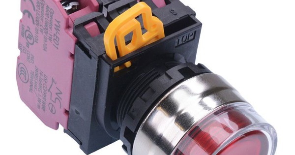 Red 12V illuminated 22mm Metal Bezel Momentary Shrouded Push Button ...