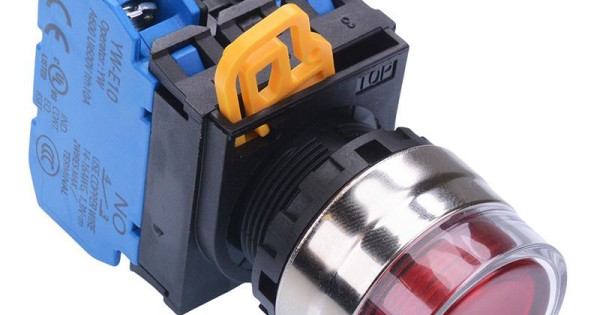 Red 12V illuminated 22mm Metal Bezel Momentary Shrouded Push Button ...