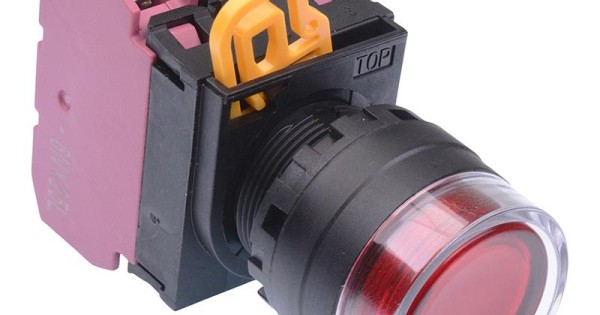 Red 24V illuminated 22mm Maintained Shrouded Push Button Switch 2NC ...