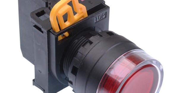 Red 24V illuminated 22mm Maintained Shrouded Push Button Switch NC IP65 ...