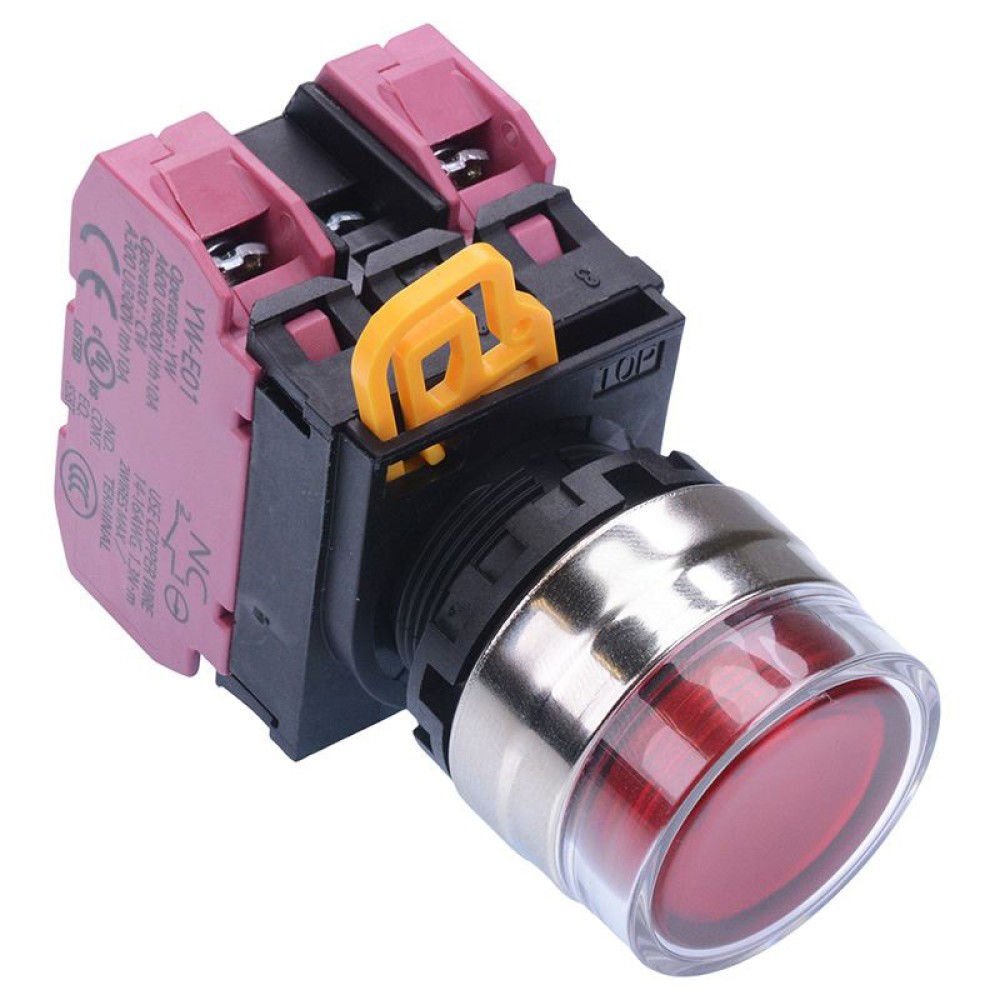 Red 24V illuminated 22mm Metal Bezel Momentary Shrouded Push Button ...