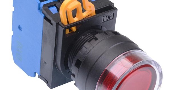 Red 24V illuminated 22mm Momentary Shrouded Push Button Switch 2NO IP65 ...