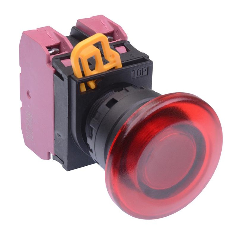 Red 24V illuminated 22mm Mushroom Maintained Push Button Switch 2NC IP65 YW1L-A4E02Q4R