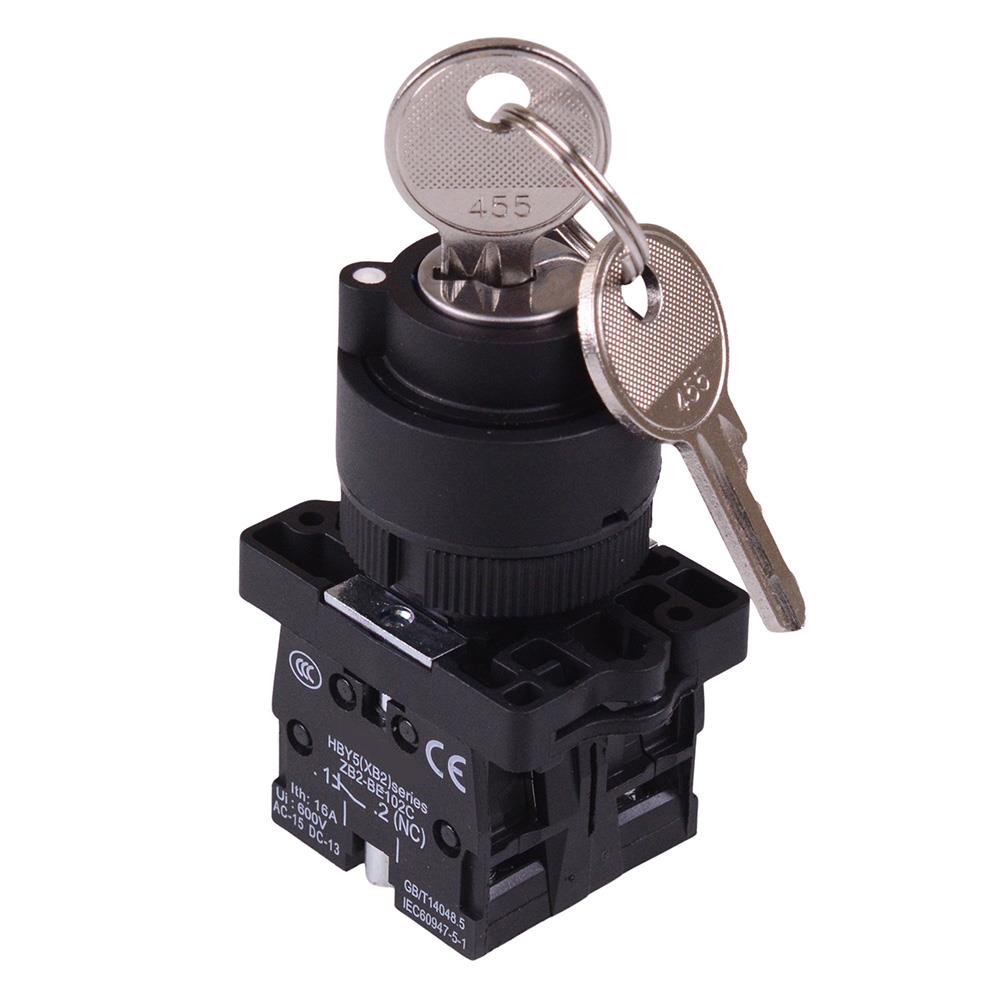 2 Position Latching 22mm Key Switch NO/NC