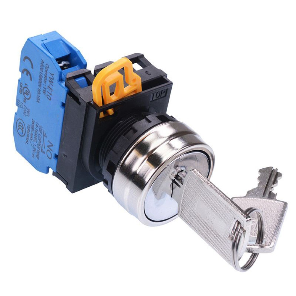 22mm Metal Bezel 2 Position Maintained Key Switch NO IP65 YW4K-2AE10