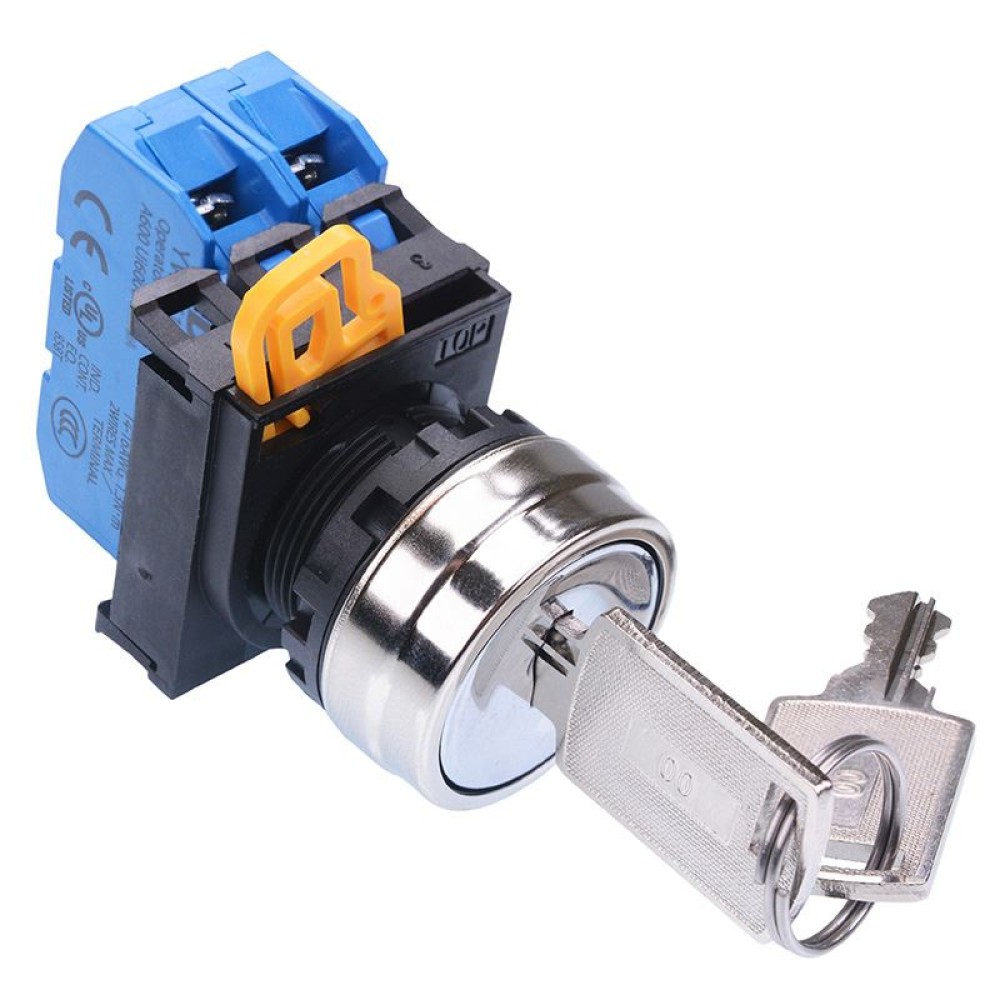 22mm Metal Bezel 3 Position Maintained Key Switch 2NO IP65