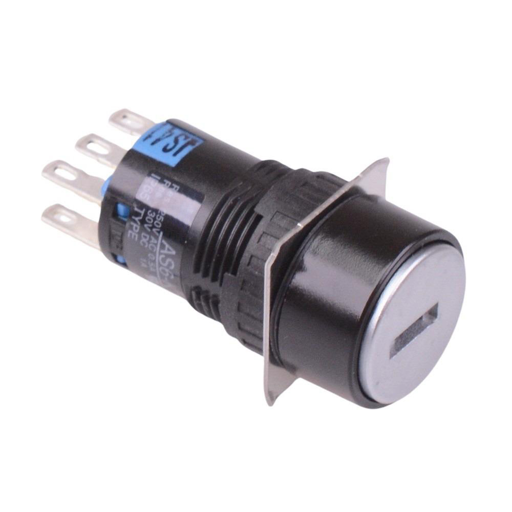 AS6M-33KT2PDC 3 Position 16mm Momentary Key Switch DPDT