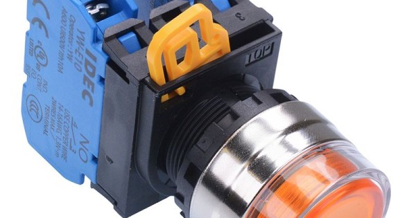 Amber 22mm Bezel Maintained Shrouded Push Button Switch