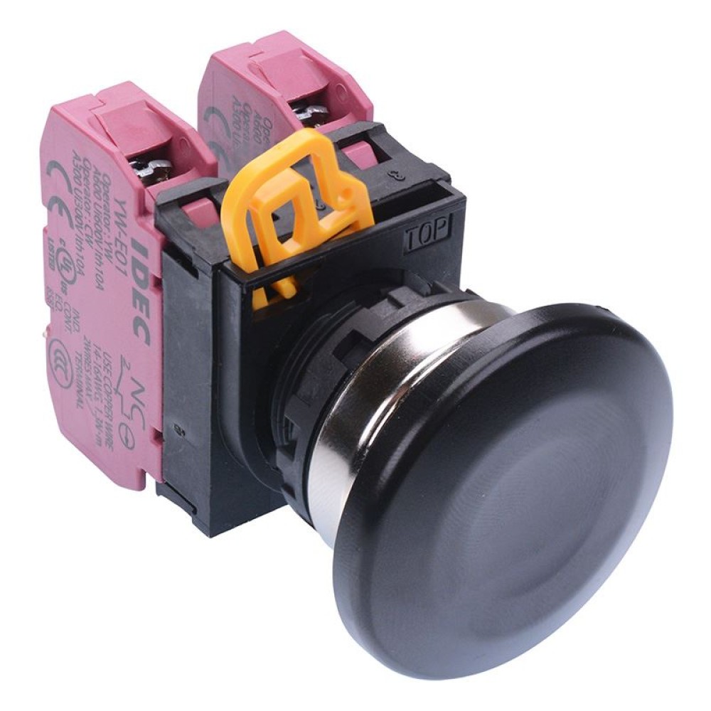 Black 22mm Bezel Mushroom Momentary Push Button Switch 2NC