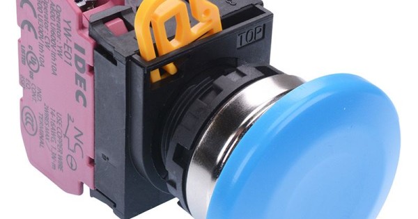 Blue 22mm Metal Bezel Mushroom Maintained Push Button Switch