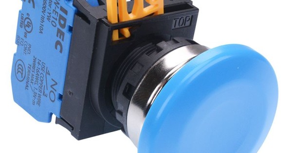 Blue 22mm Metal Bezel Mushroom Maintained Push Button Switch