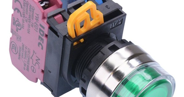 Green 22mm Bezel Maintained Shrouded Push Button Switch