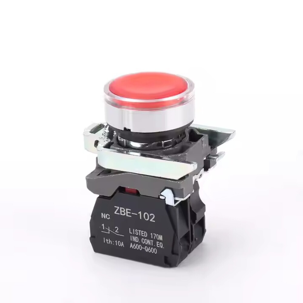 industrial push button switch with lamp NO NC flat momentary