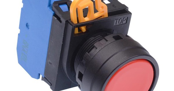 Red 22mm Maintained Push Button Switch NO IP65 YW1B-A1E10R