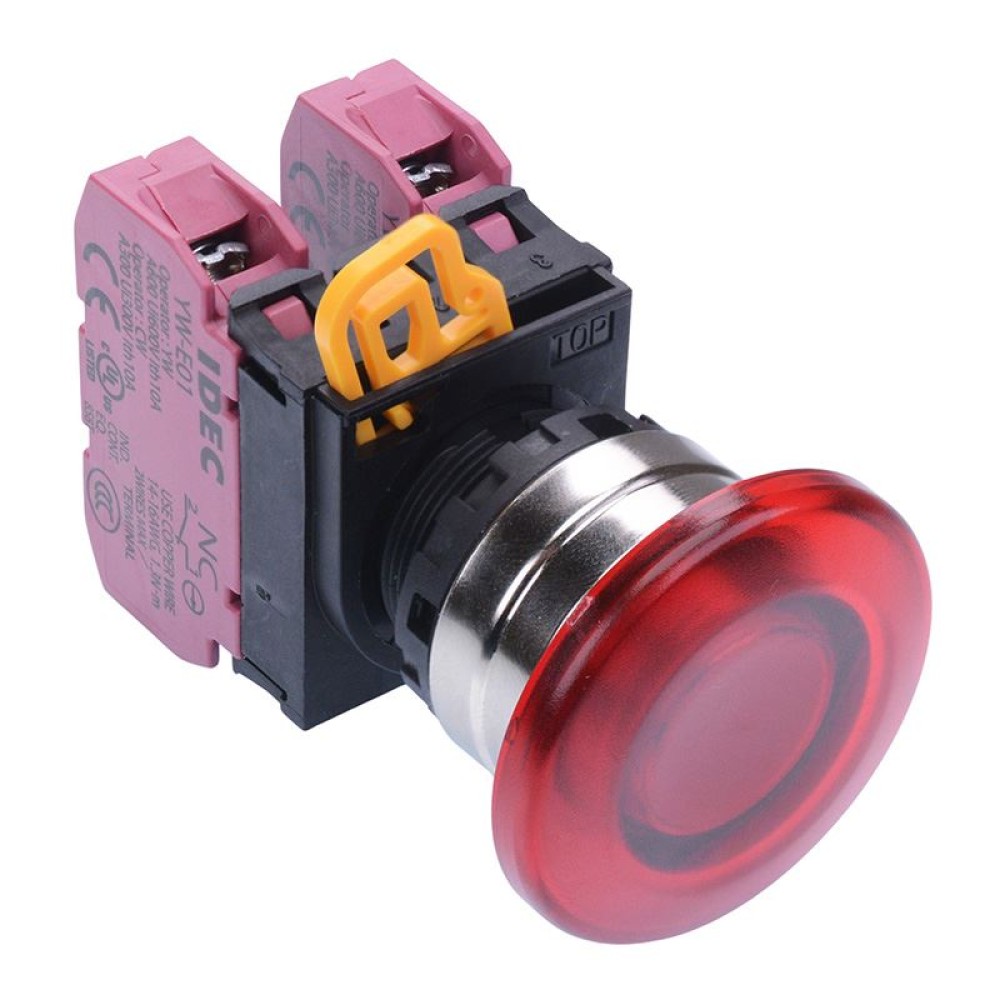 Red 22mm Metal Bezel Mushroom Maintained Push Button Switch