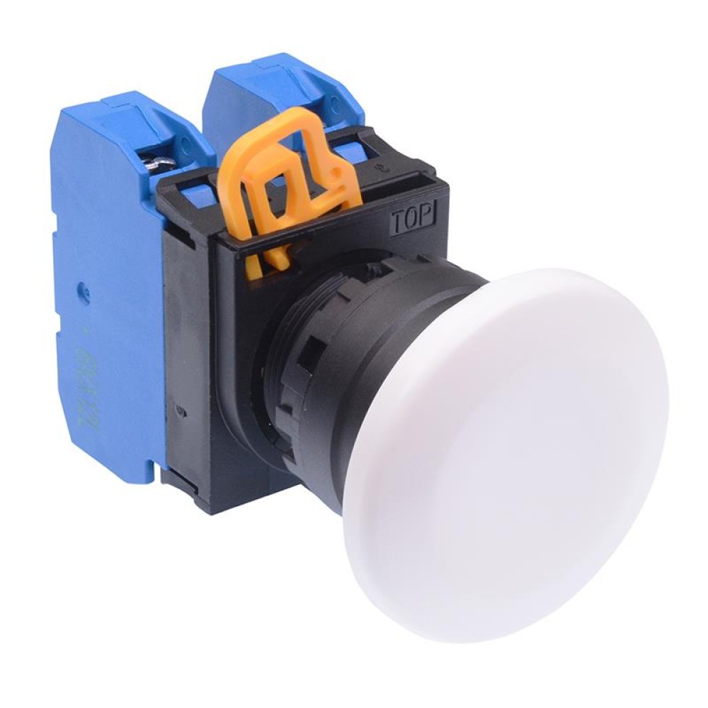 White 22mm Mushroom Maintained Push Button Switch 2NO IP65
