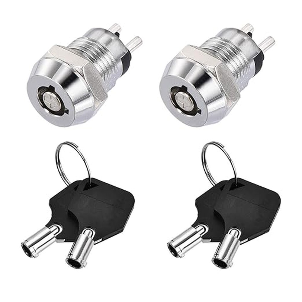 12mm 2 Positions Locking Push Button Key Switches With 2 Keys NO-OFF ...