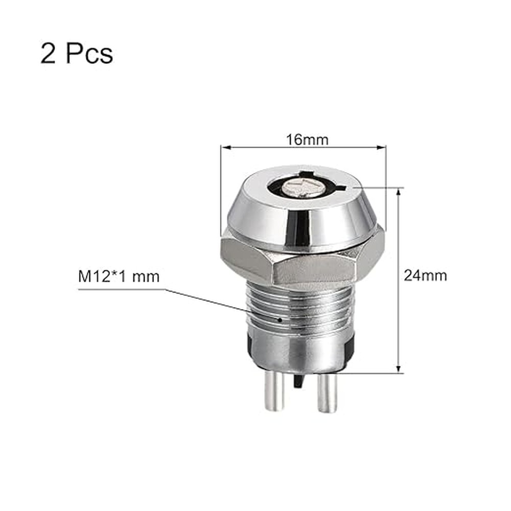 12mm 2 Positions Locking Push Button Key Switches With 2 Keys NO-OFF ...