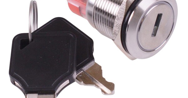 2 Position Latching 19mm Stainless Steel Key Switch IP40 NO/NC