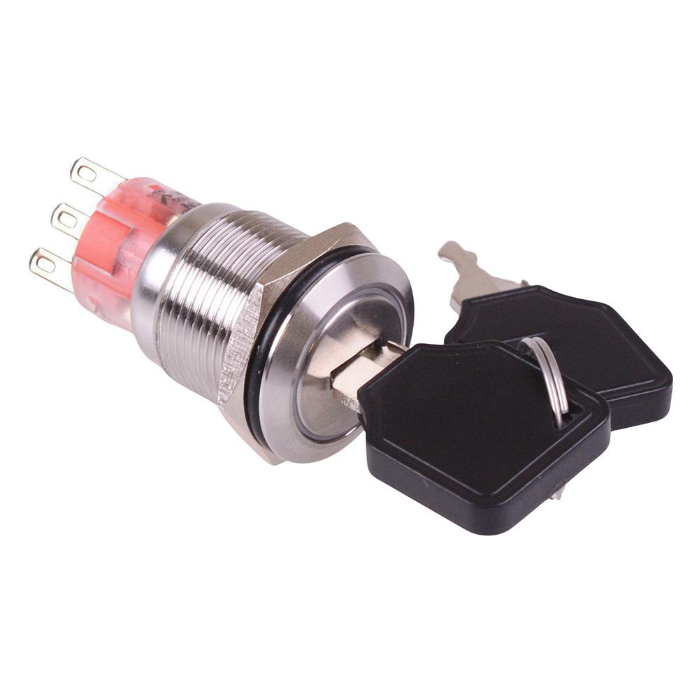 2 Position Latching 19mm Stainless Steel Key Switch IP40 NO/NC