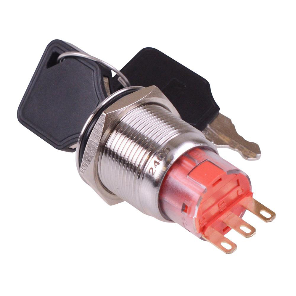 2 Position Latching 19mm Stainless Steel Key Switch IP40 NO/NC