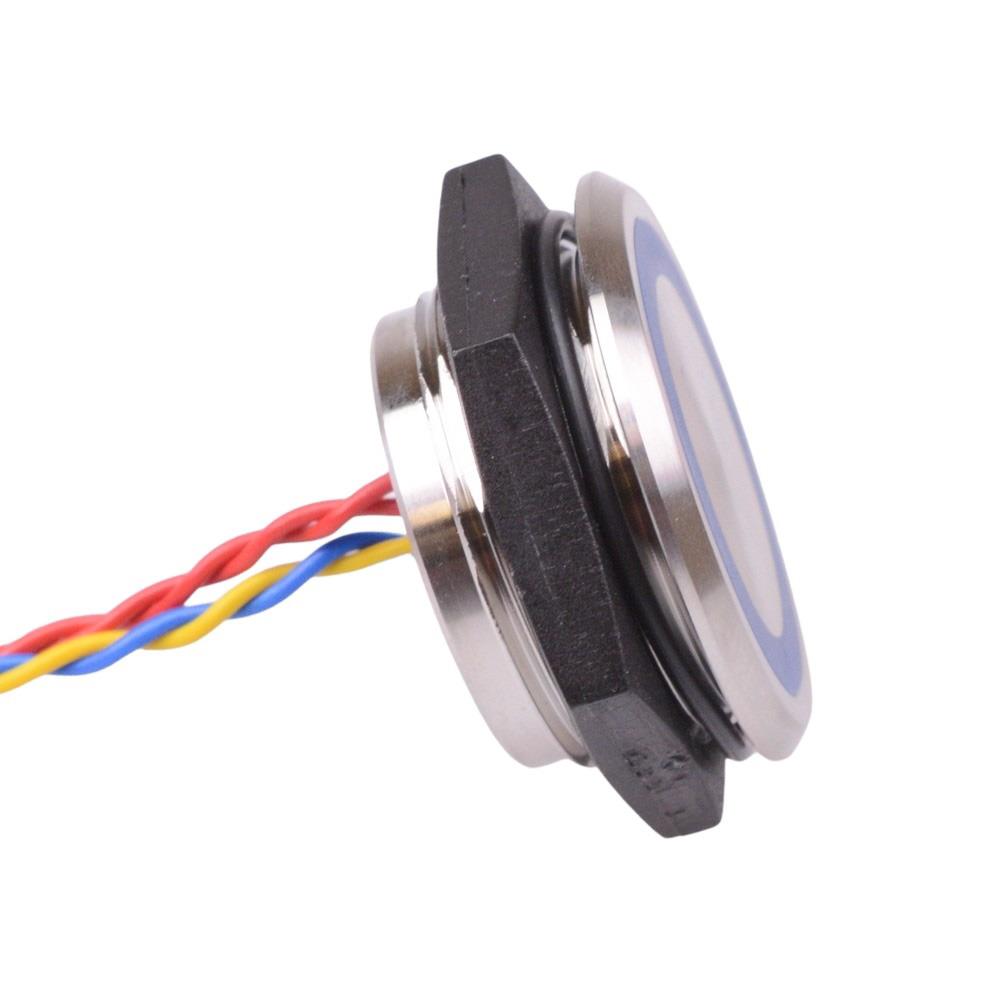 PBAM3AFB002E0B Blue LED 24VDC Momentary NO 30mm Piezo Switch Prewired IP68