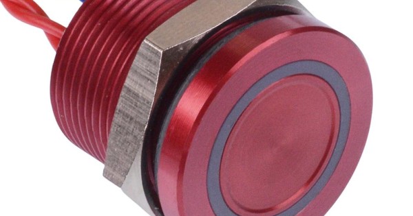 PBAR9AF6000A0S Red illuminated 5VDC Momentary NO 19mm Piezo Switch ...