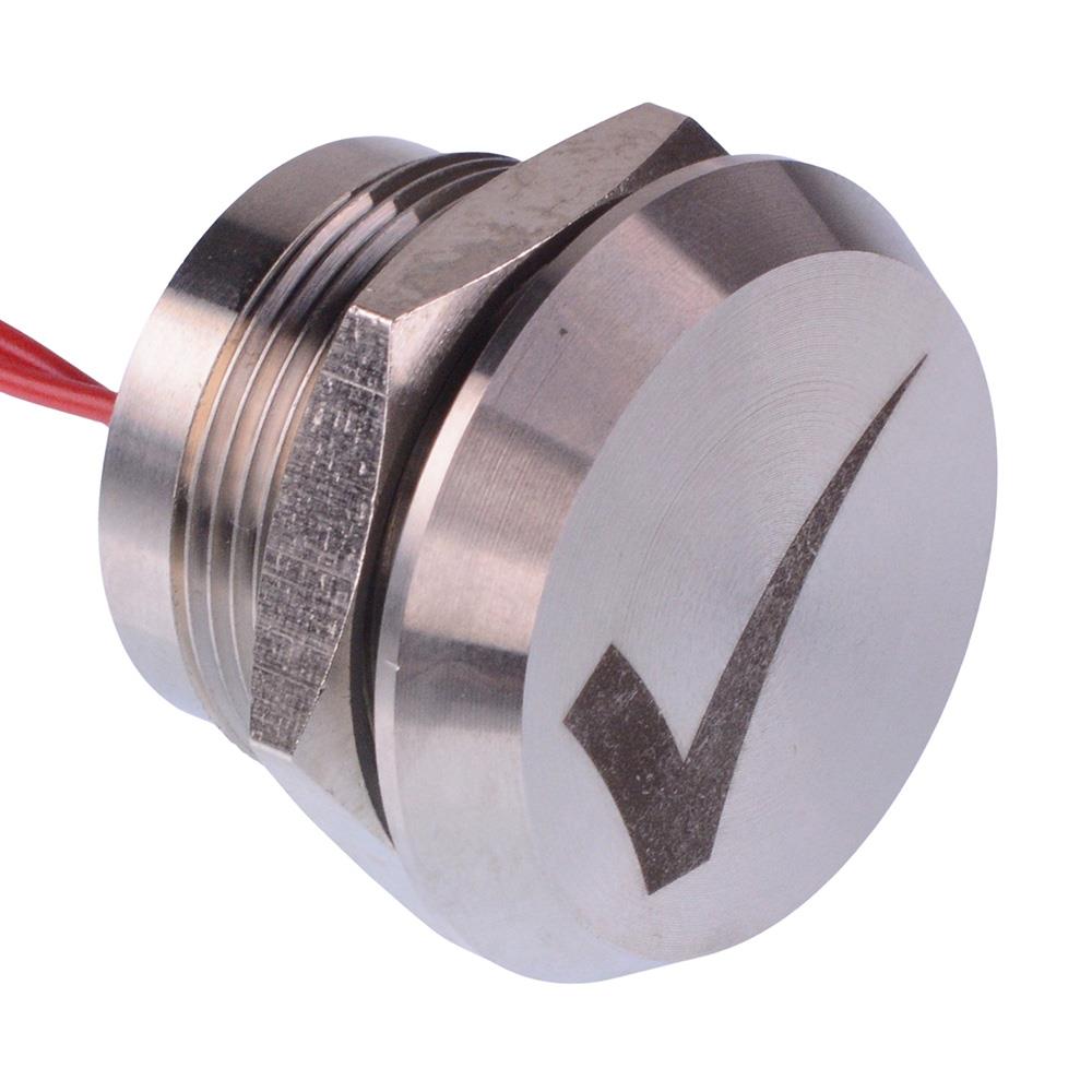 PBARYAFB000 Momentary NO 22mm Stainless Steel Piezo Switch Prewired IP68