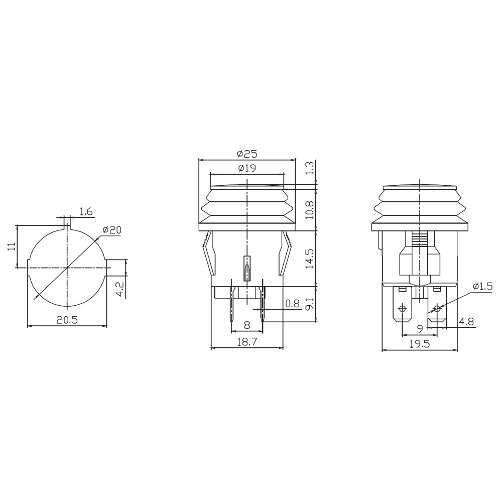 Amber On-Off 12V illuminated Push Button Switch 20A