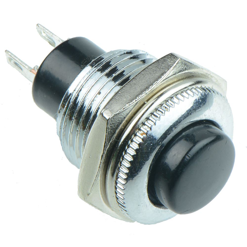 Black Off-(On) Metal Round 12mm Momentary Push Button Switch
