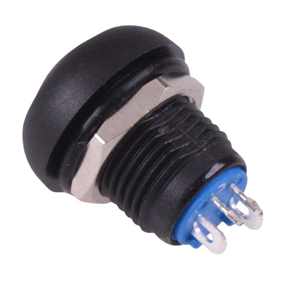 Black On-Off Latching 12mm Blue LED Push Button Switch IP65