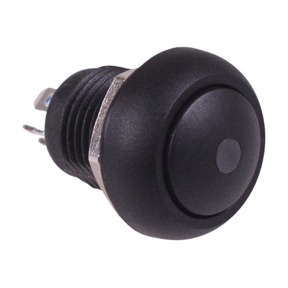 Black On-Off Latching 12mm Push Button Switch IP65 SPST