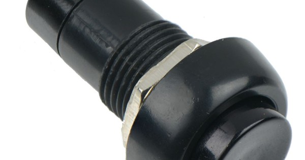 Black On-Off Latching Round Push Button Switch 12mm SPST