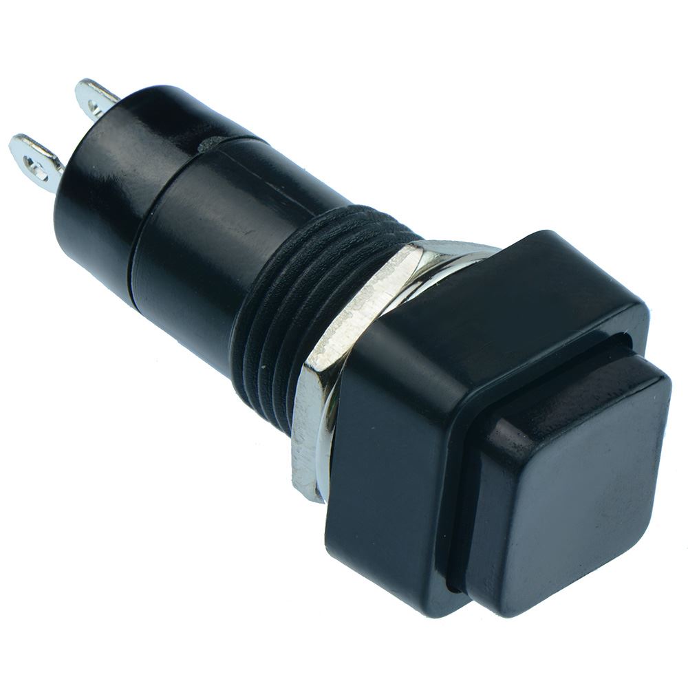 Black On-Off Latching Square Push Button Switch 12mm SPST