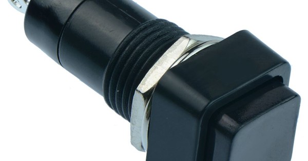 Black On-Off Latching Square Push Button Switch 12mm SPST