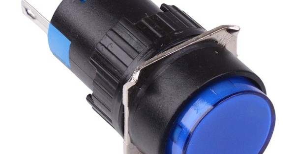 Blue Round Momentary 16mm Push Button Switch NO/NC 230V