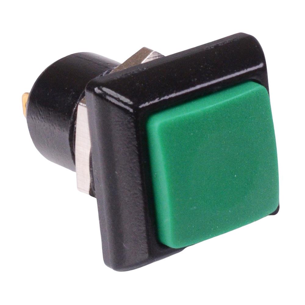 Green Square Latching 12mm Push Button Switch SPST IP67