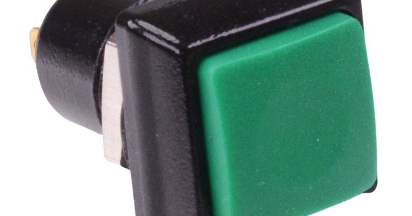 Green Square Latching 12mm Push Button Switch SPST IP67