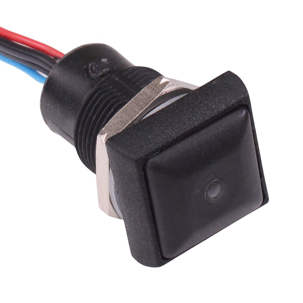 Square 16mm Momentary NO Push Button Switch Prewired