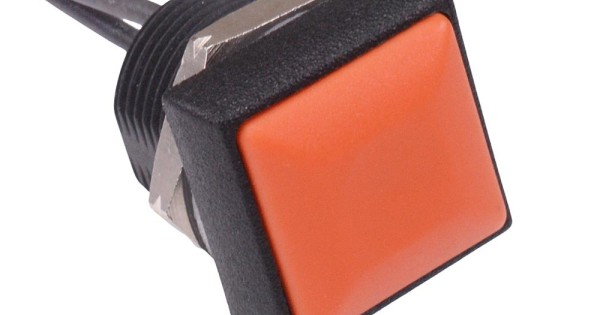 Orange Square 16mm Momentary NO Push Button Switch Prewired