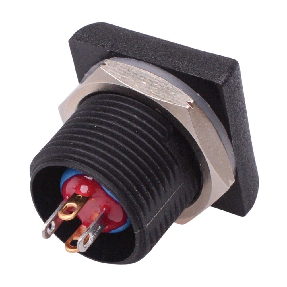 Black Button Square 16mm Momentary NO Push Button Switch