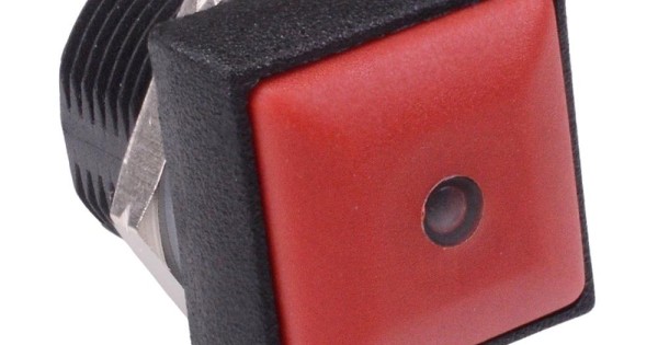 Red Button Square 16mm Momentary NO Push Button Switch