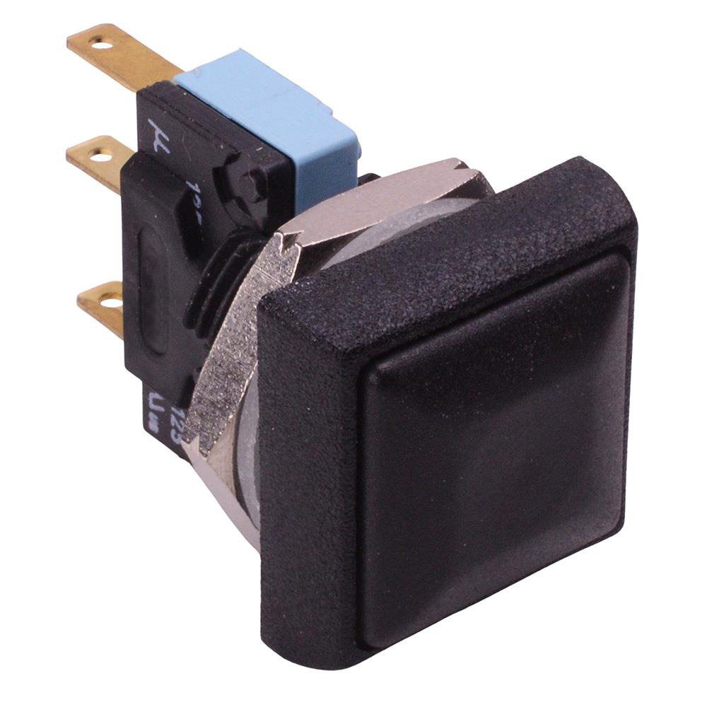 Black Square 16mm Momentary Push Button Switch SPDT 5A